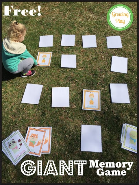 Giant Cute Animal Memory Game Freebie - Growing Play