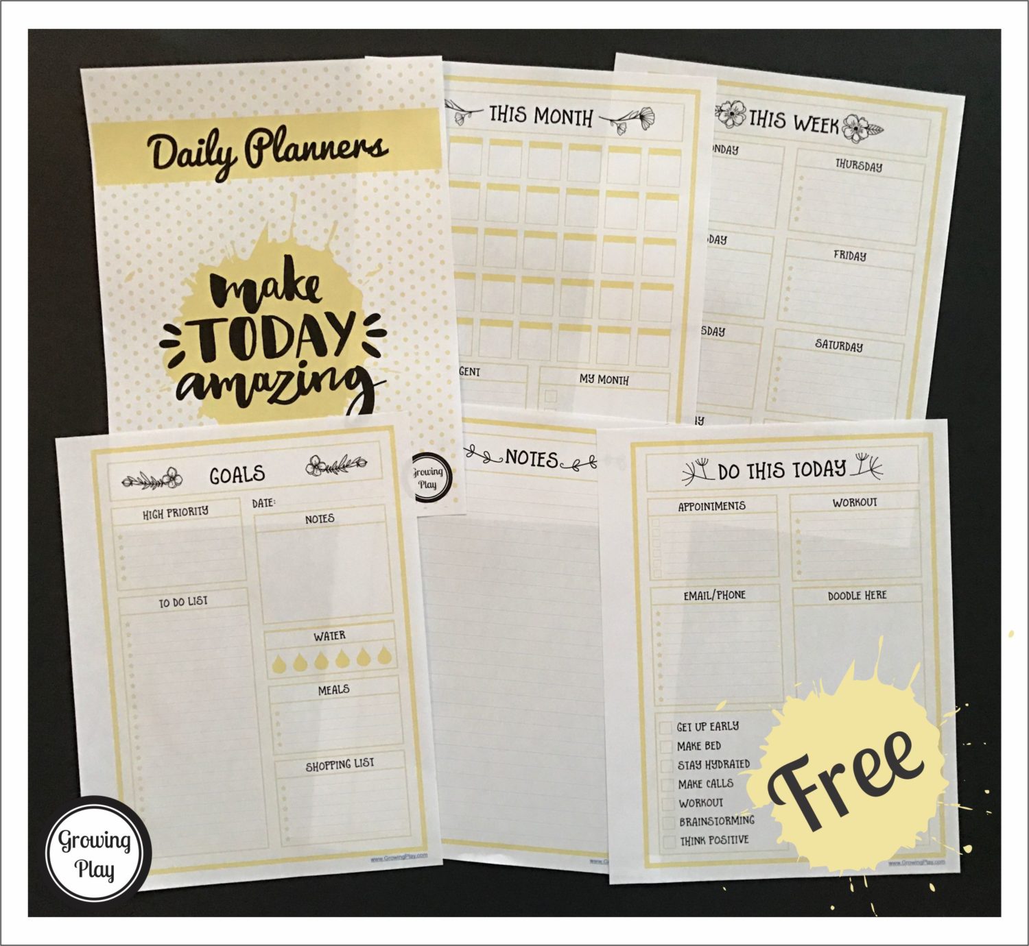 Make Today Amazing FREE Planning Pages - Growing Play