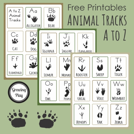 Animal Tracks A to Z FREE from Growing Play square - Growing Play