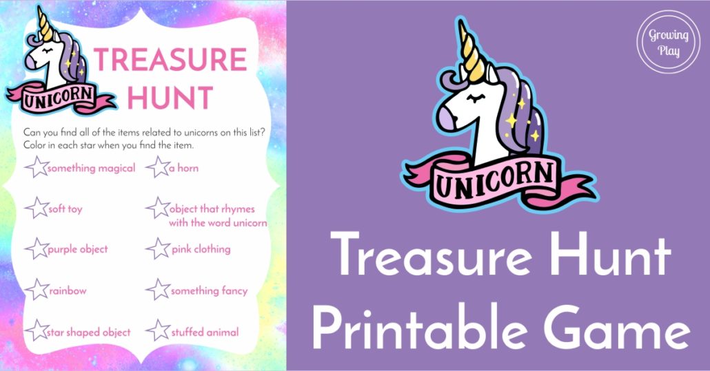 Unicorn Treasure Hunt Game FREE Printable - Growing Play