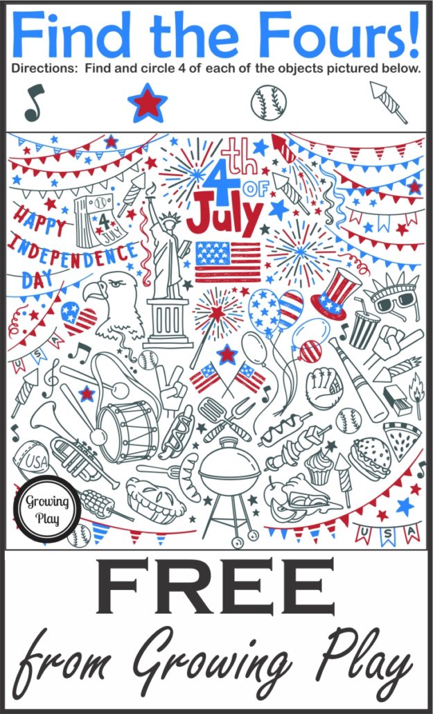 Find the Fours July 4th Freebie Puzzle to Celebrate Independence Day ...