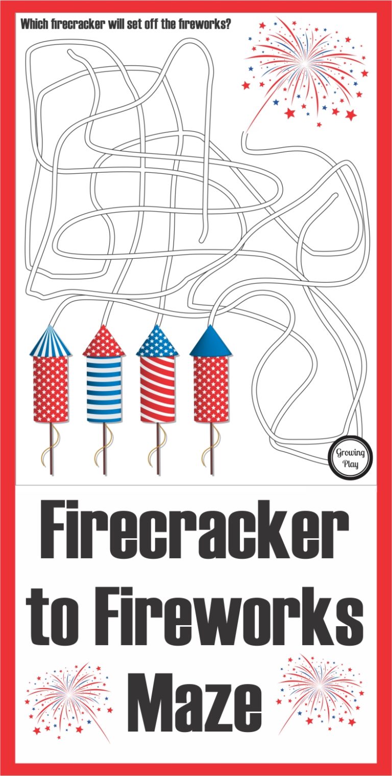 Fireworks Patriotic Maze - July 4th, Memorial Day, Flag Day - Growing Play