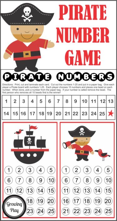 Pirate Numbers Game - Birthday Party Game, Indoor Fun or Anytime ...
