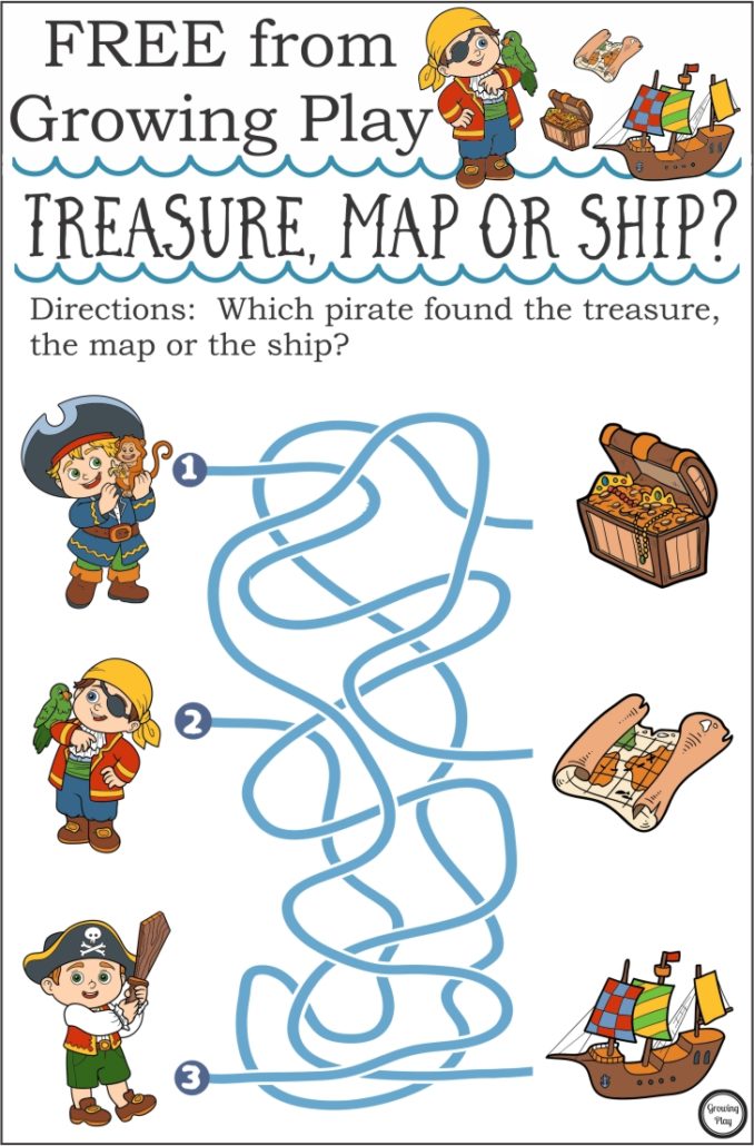 Treasure, Map or Ship Pirate Maze - Growing Play
