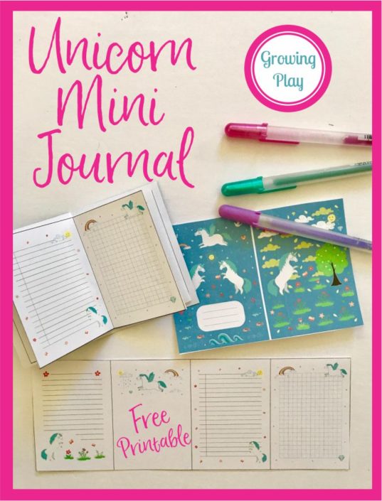 Unicorn Mini Journal - Free Printable - Growing Play