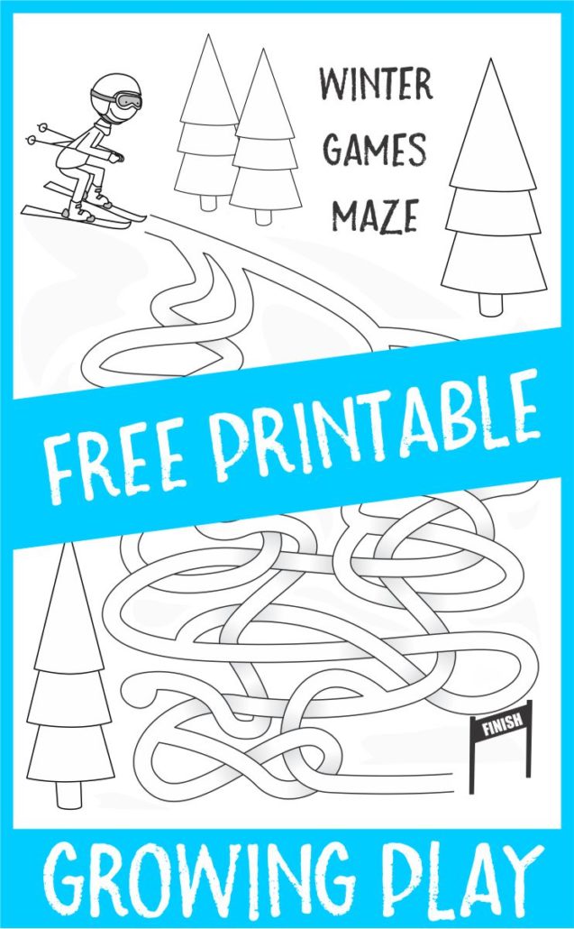Winter Games Maze - Downhill Skier Maze Freebie - Growing Play