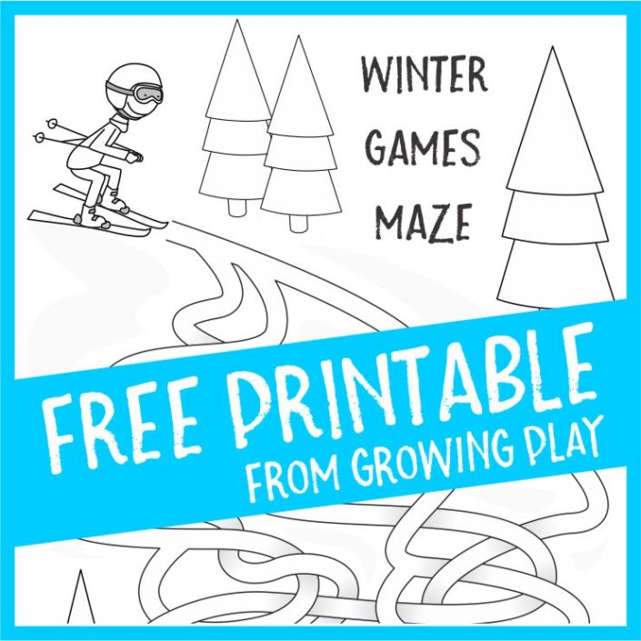 Winter Games Maze - Downhill Skier Maze Freebie - Growing Play