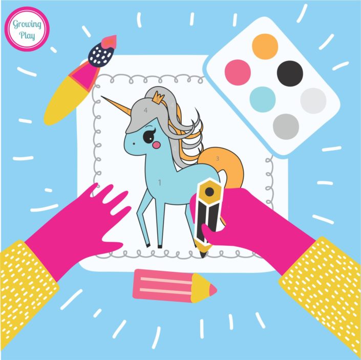 Unicorn Color By Number Freebie - Growing Play