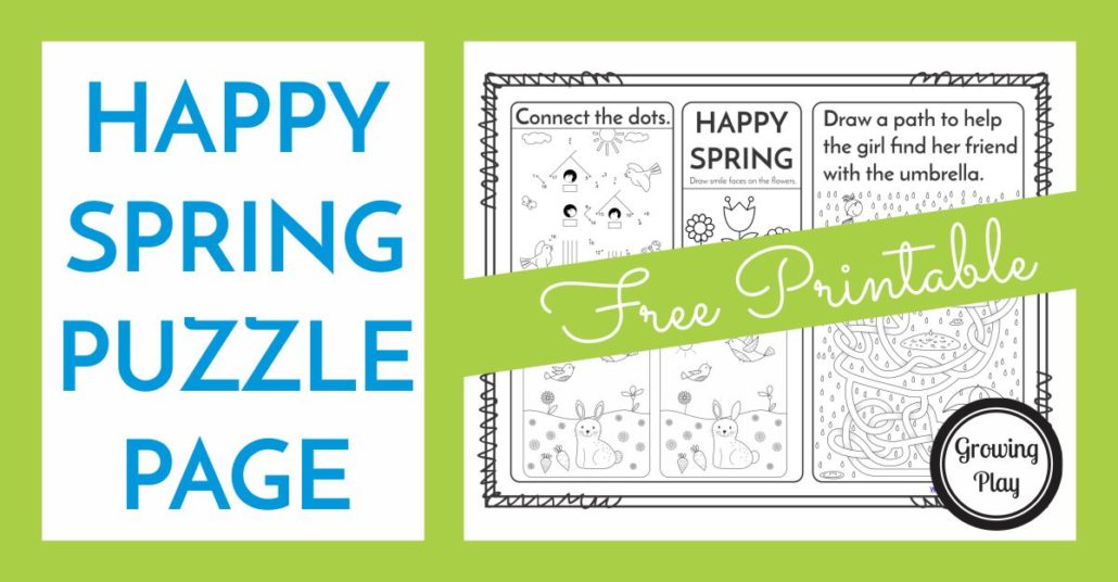 Happy Spring Puzzle Page - Free Printable - Growing Play