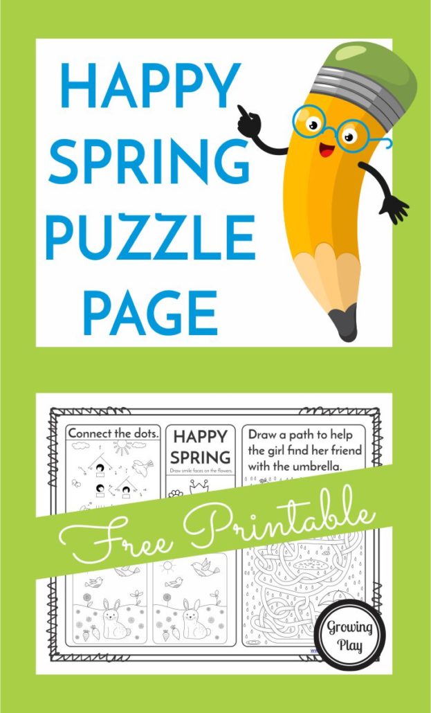 Happy Spring Puzzle Page - Free Printable - Growing Play
