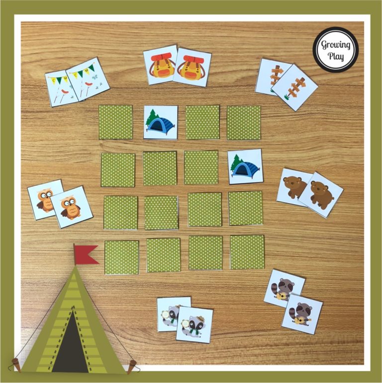 Camping Memory Game - Free Camping Game to Print and Play - Growing Play