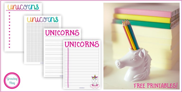 Fun Unicorn Writing Paper - Free Printables - Growing Play