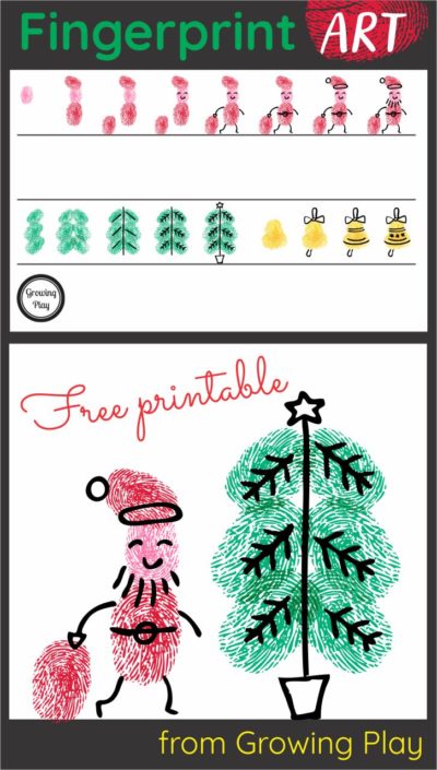 Christmas Fingerprint Art - Free Printable - Growing Play
