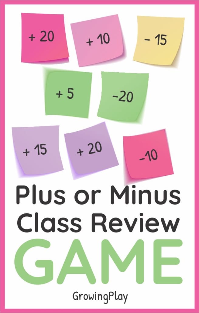 Plus or Minus Game - Perfect Class Review Game - Growing Play