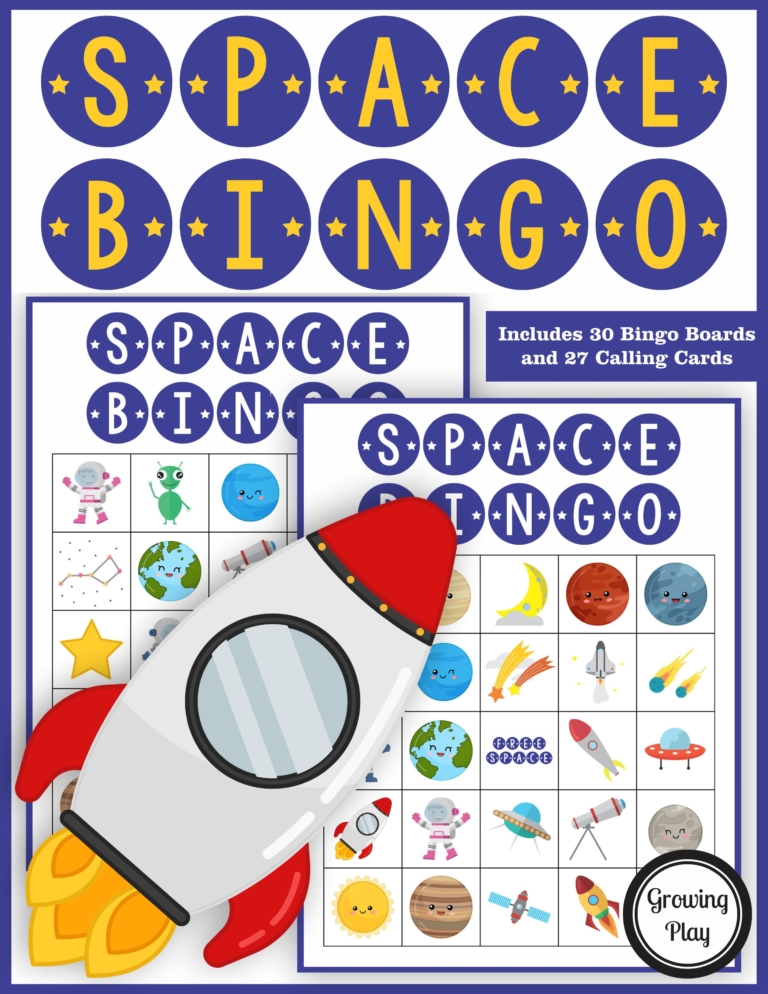 Space Bingo PDF Printable Game - Growing Play