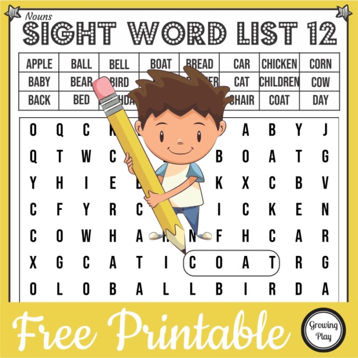 Sight Word Search Puzzles - Growing Play