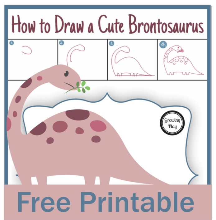 How to Draw a Brontosaurus - Super Easy and Cute! - Growing Play