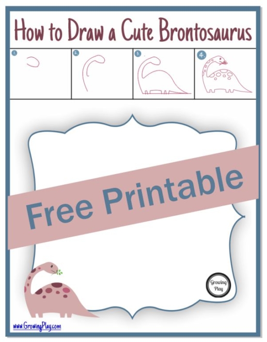How to Draw a Brontosaurus - Super Easy and Cute! - Growing Play