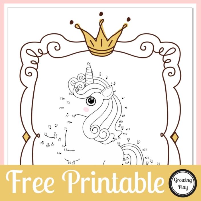 Connect the Dots Unicorn - Free Printable - Growing Play