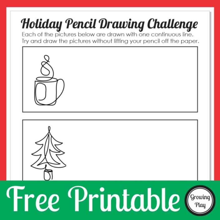 Christmas Drawing Challenge - Free Printable - Growing Play