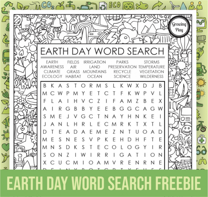 Earth Day Word Search PDF - Free - Growing Play