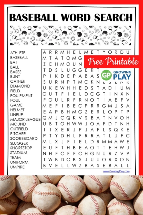 Baseball Word Search - FREE PDF - Growing Play
