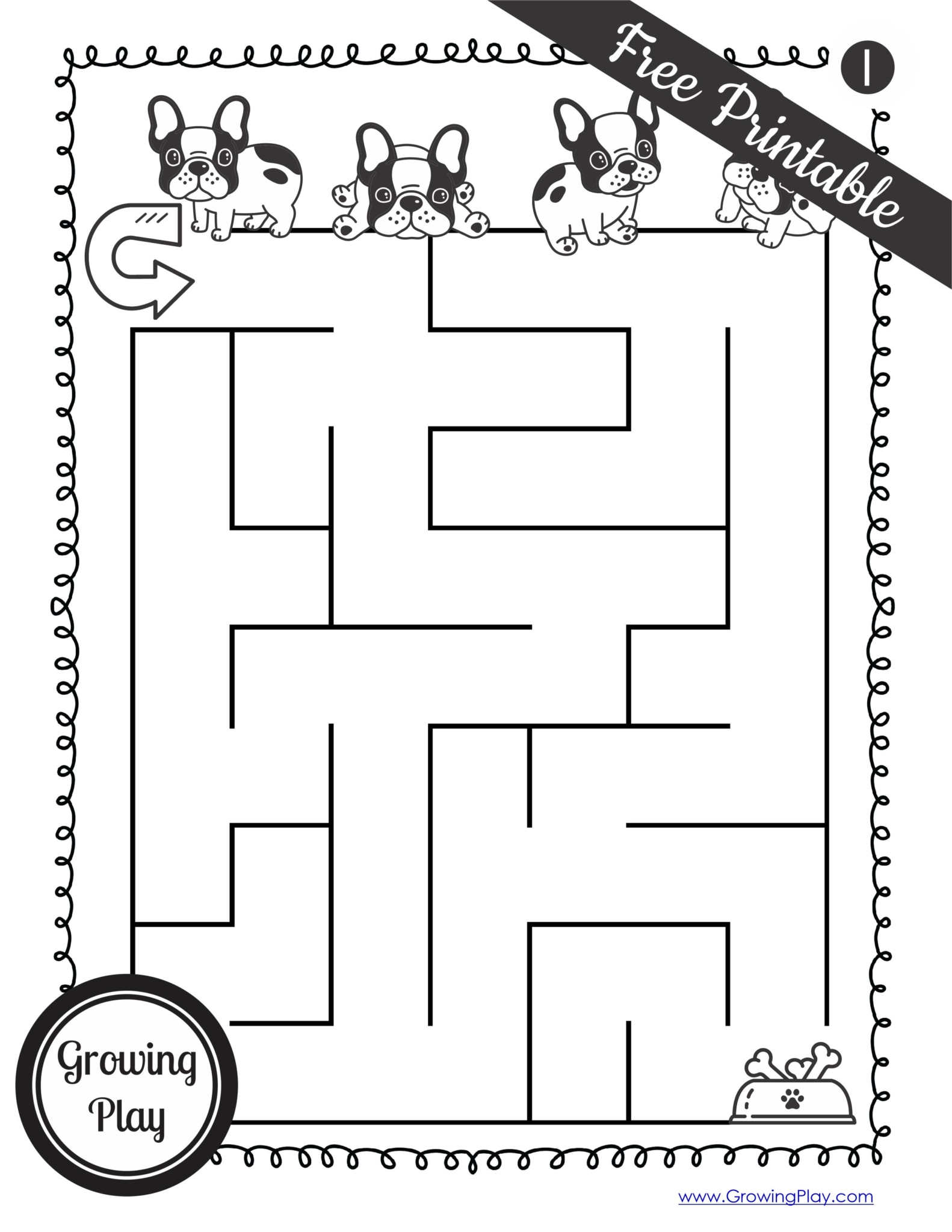 Dog Maze PDF Free Printable - Growing Play