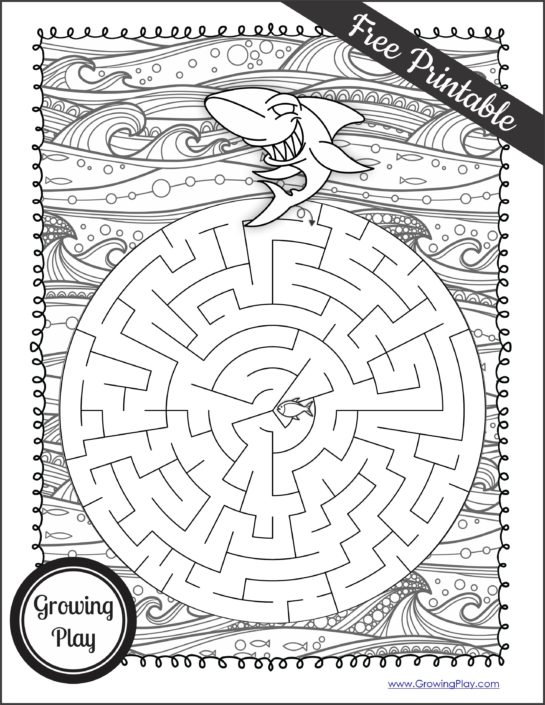 Shark Maze Free Printable PDF - Growing Play
