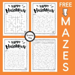 Halloween Maze PDF Packet FREE Printables - Growing Play