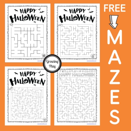 Halloween Maze PDF Packet FREE Printables - Growing Play