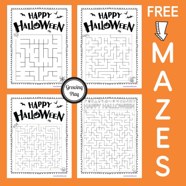 Halloween Maze PDF Packet FREE Printables - Growing Play