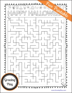 Halloween Maze PDF Packet FREE Printables - Growing Play