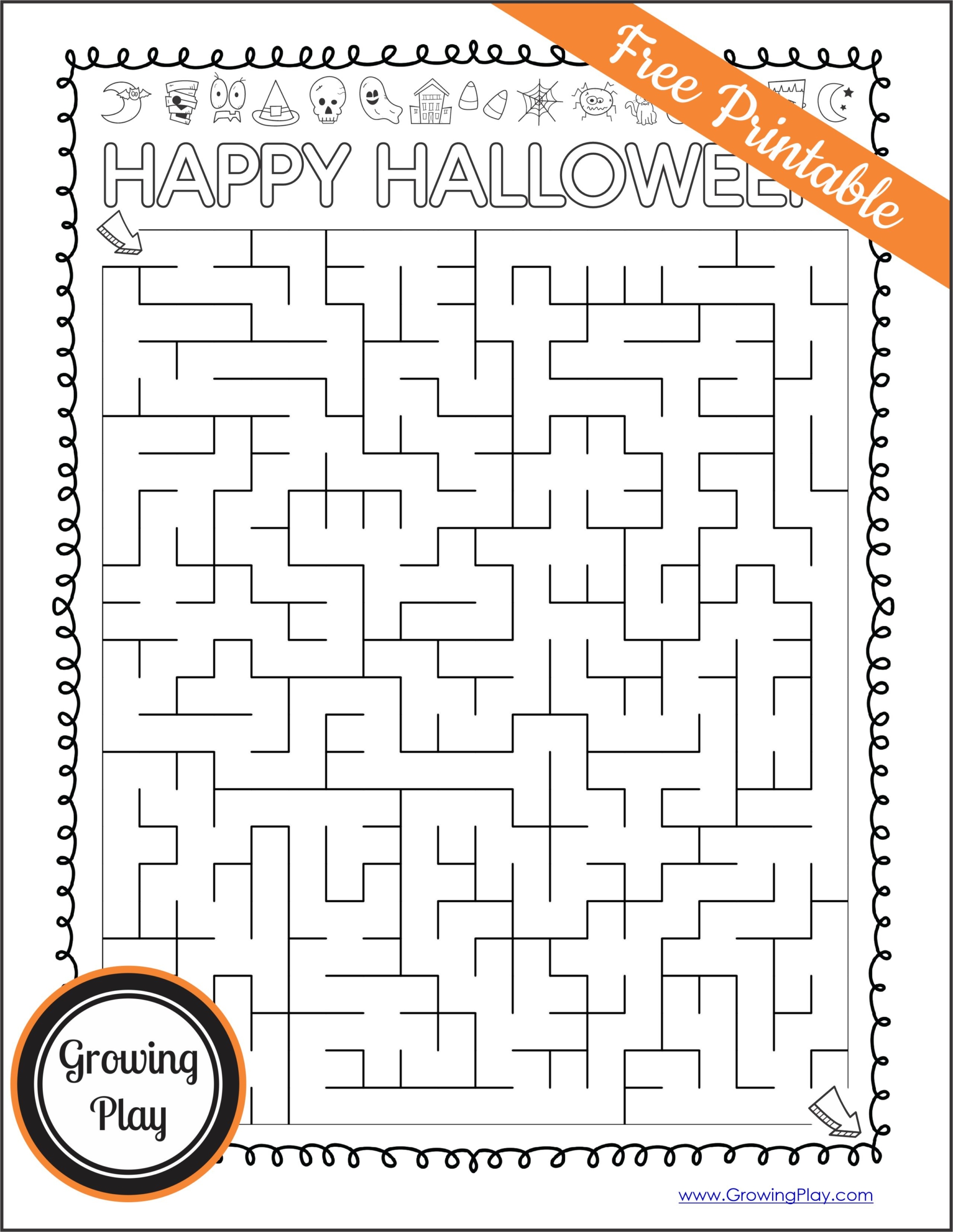 Halloween Maze PDF Packet FREE Printables - Growing Play