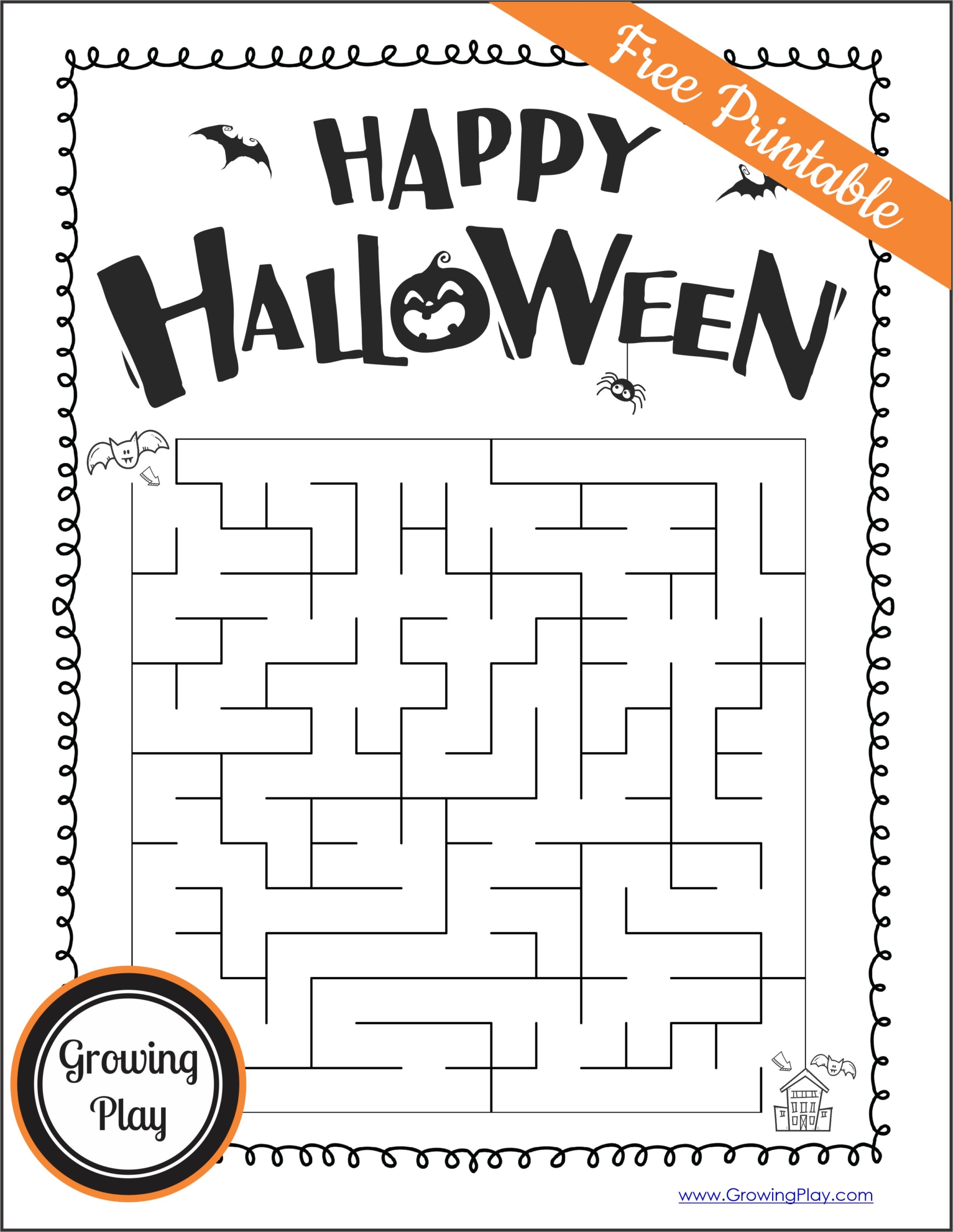 Halloween Maze PDF Packet FREE Printables - Growing Play