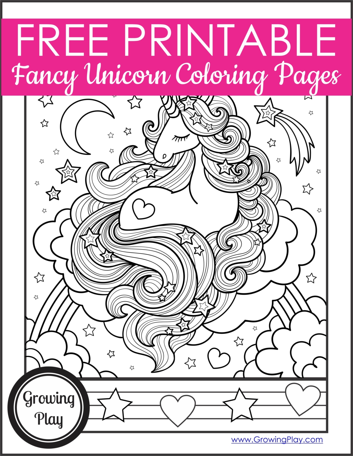 Fancy Unicorn Coloring Pages - FREE Printables - Growing Play