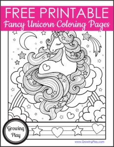 Fancy Unicorn Coloring Pages - FREE Printables - Growing Play
