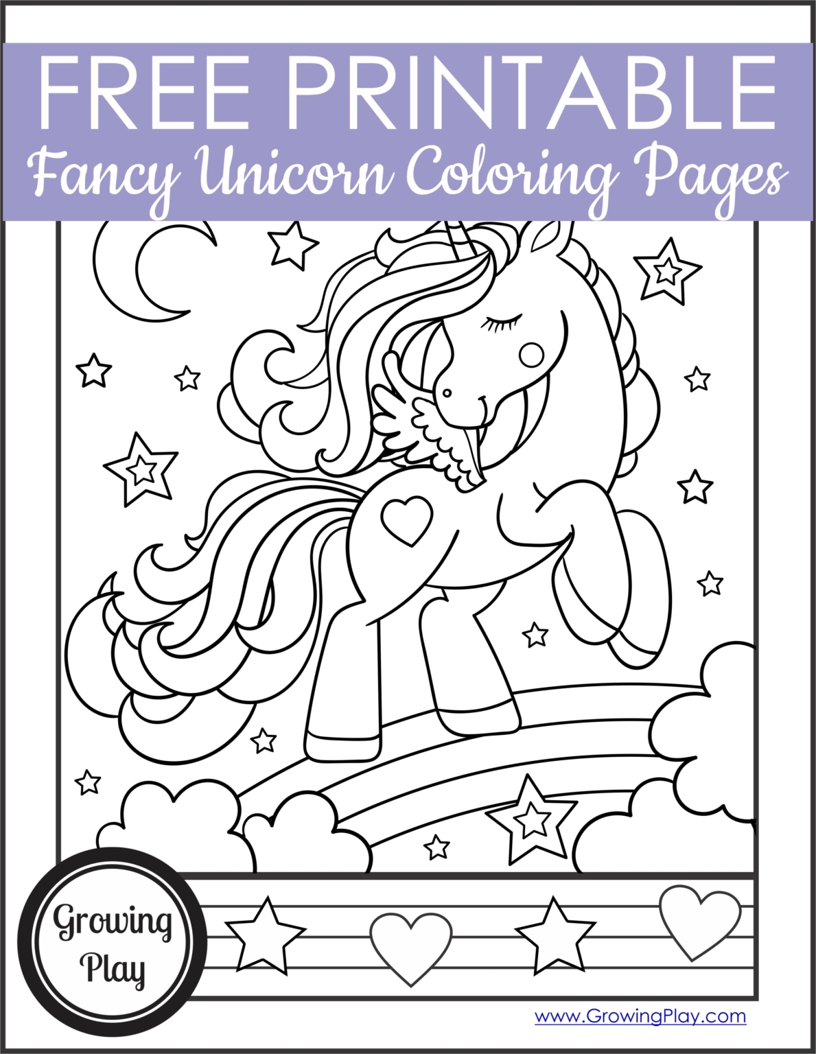 Fancy Unicorn Coloring Pages - FREE Printables - Growing Play