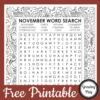 November Word Search Free Printable - Growing Play
