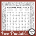 November Word Search Free Printable - Growing Play