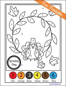 Thanksgiving Color By Number: FREE Printable Fun For Kids - Growing Play