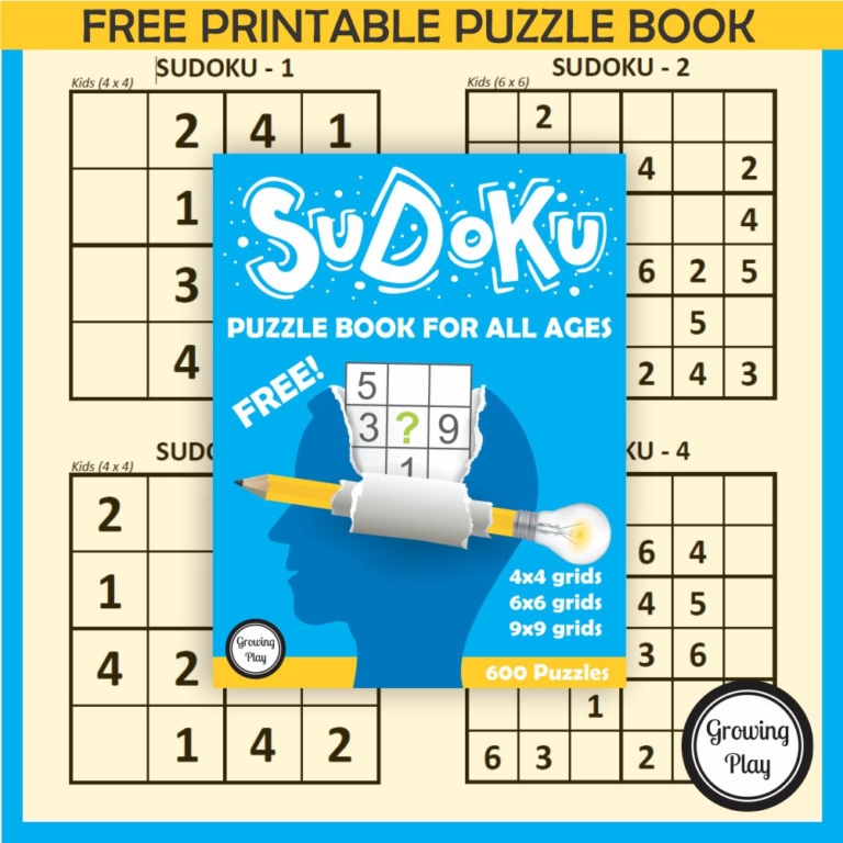Sudoku for Kids Printable PDF - FREE - Growing Play