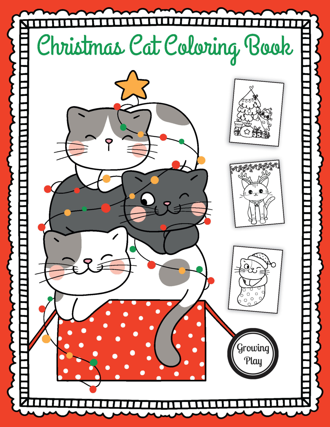 Christmas Cat Coloring Pages PDF - FREE Download - Growing Play