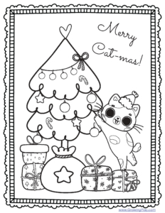 Christmas Cat Coloring Pages PDF - FREE Download - Growing Play