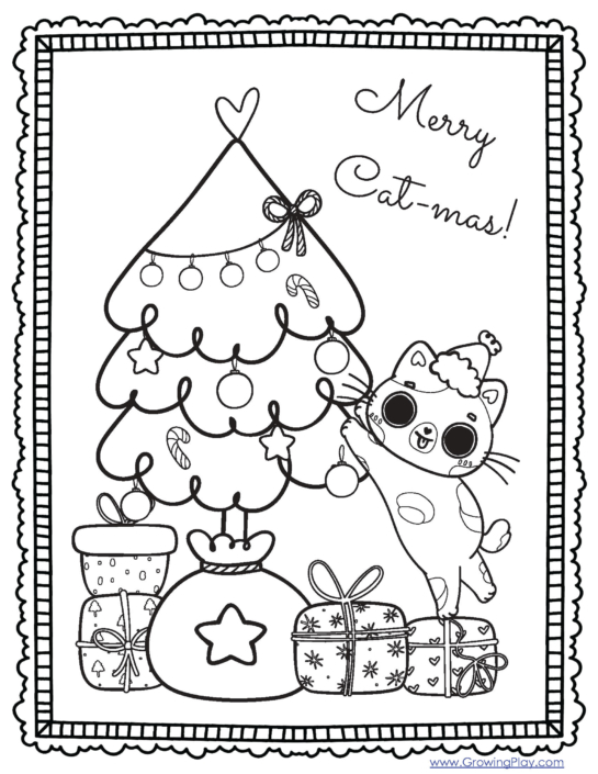 Christmas Cat Coloring Pages PDF - FREE Download - Growing Play