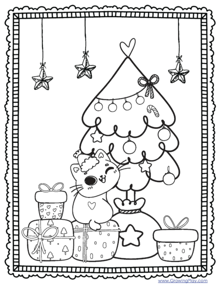 Christmas Cat Coloring Pages PDF - FREE Download - Growing Play