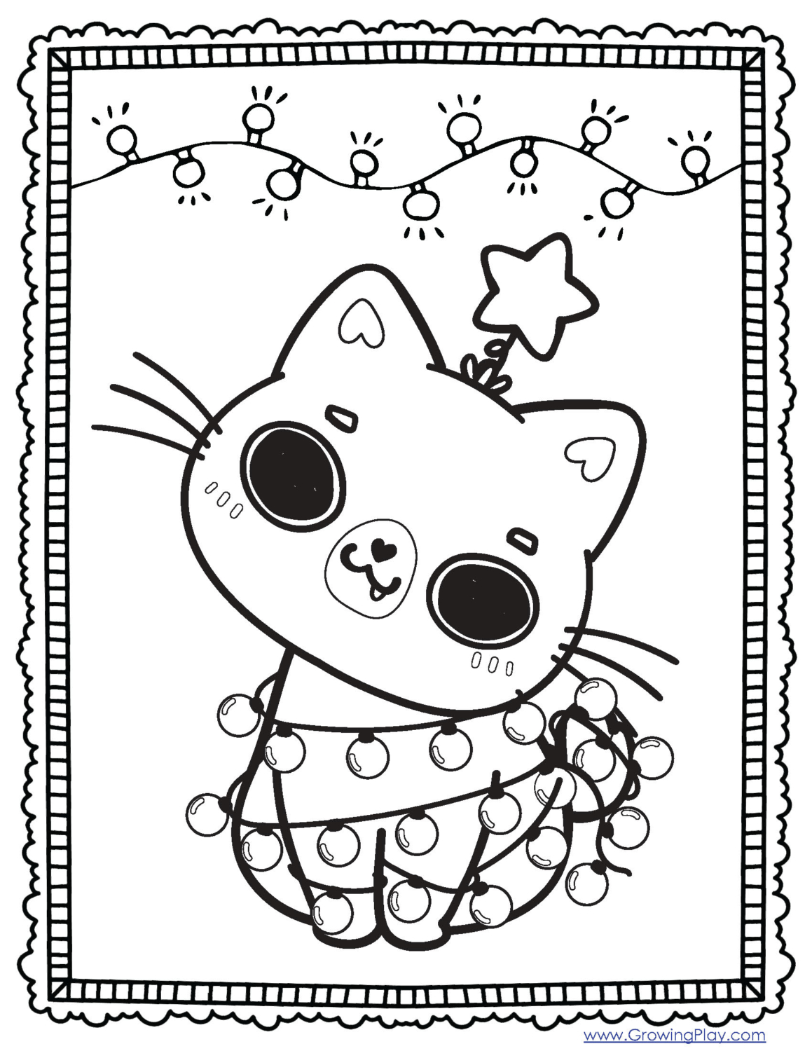 Christmas Cat Coloring Pages PDF - FREE Download - Growing Play