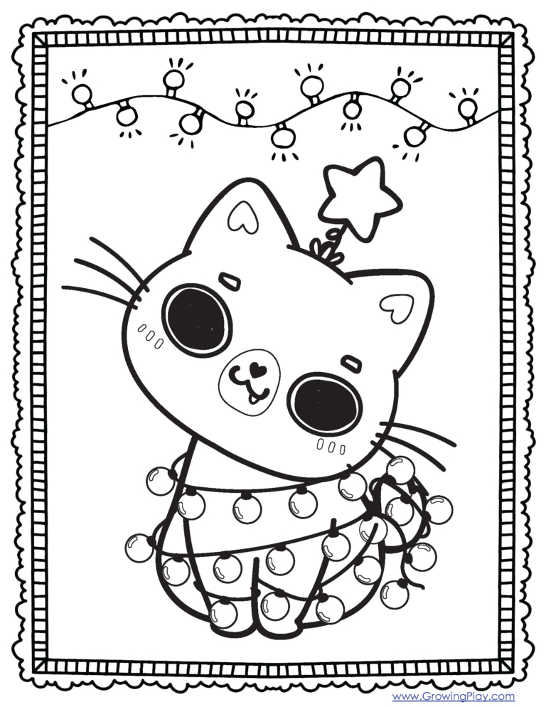 Christmas Cat Coloring Pages PDF - FREE Download - Growing Play