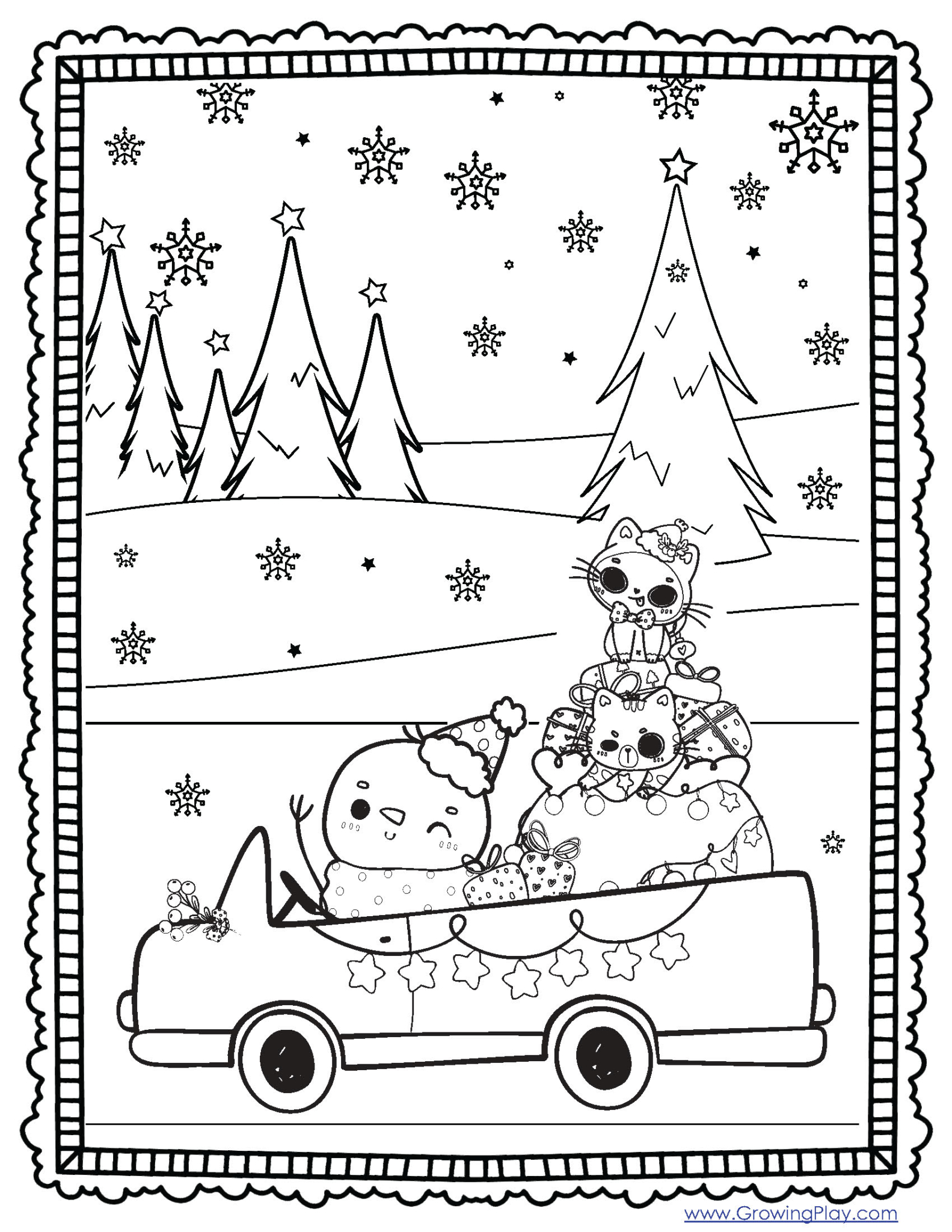 Christmas Cat Coloring Pages PDF - FREE Download - Growing Play