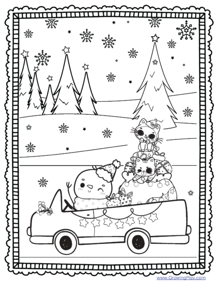 Christmas Cat Coloring Pages PDF - FREE Download - Growing Play