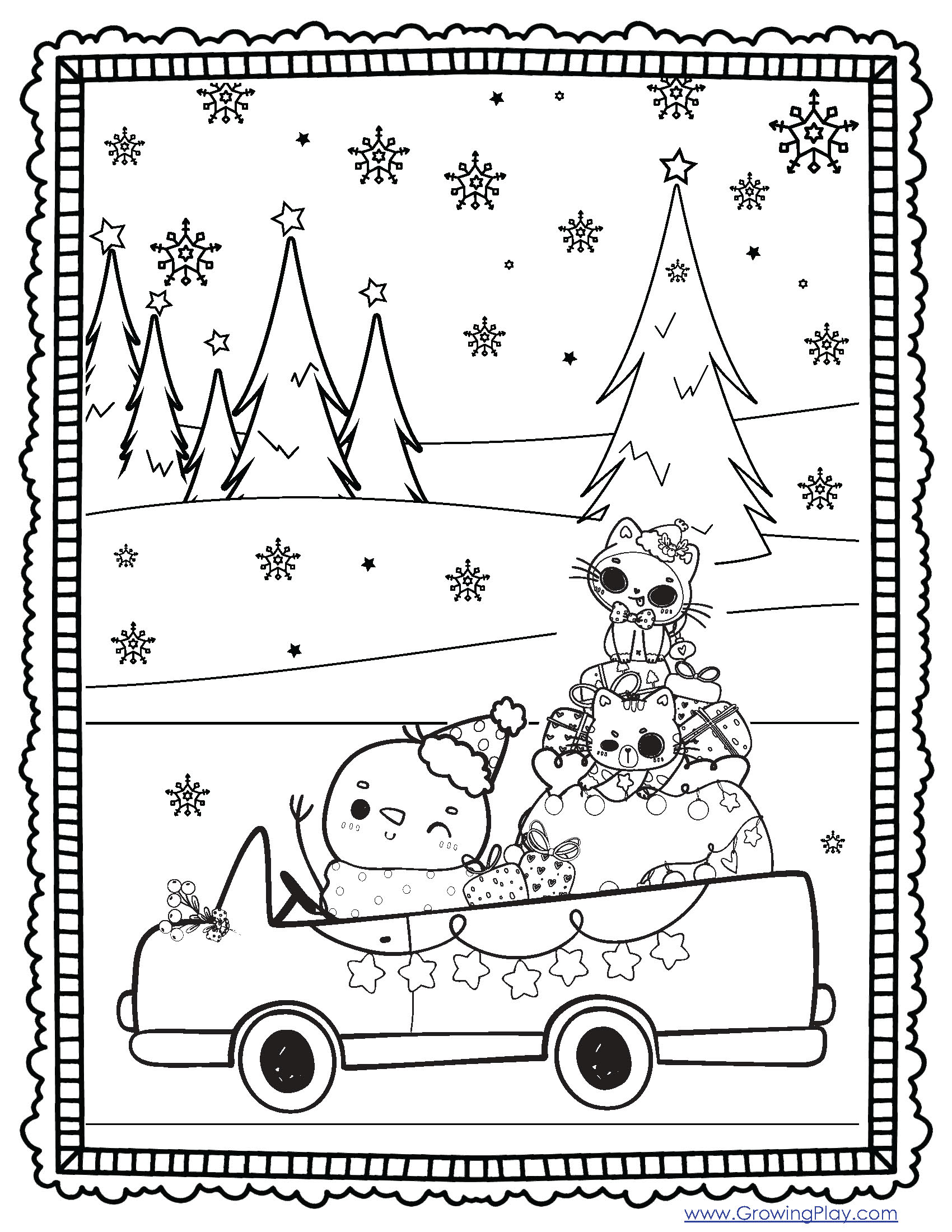 Christmas Cat Coloring Pages PDF - FREE Download - Growing Play